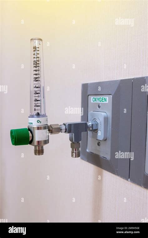 Oxygen Flow Meter With Adapter For Pipe On The Background Stock Photo Alamy