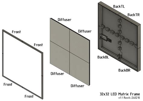 32x32 led matrix frame with diffuser grid by fractalnoise download