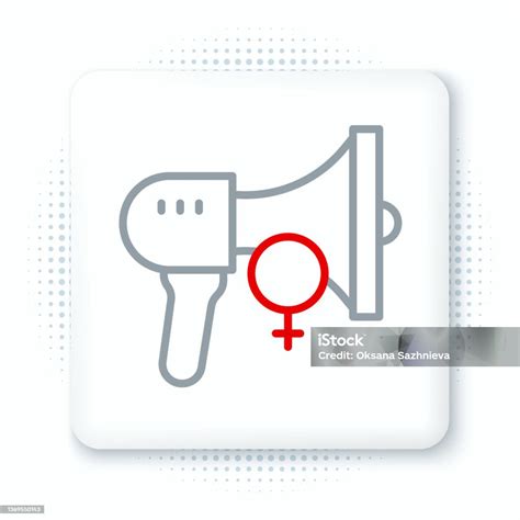 라인 여성 운동 흰색 배경에 고립 된 배너와 플래카드 아이콘페미니스트 운동가 페미니즘 권리 운동 페미니즘 자매애 다채로운 개요 개념 벡터 개념에 대한 스톡 벡터 아트 및