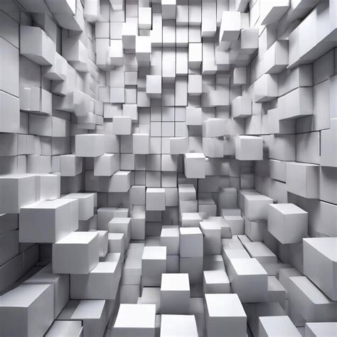 Premium Photo Random Shifted White Cube Boxes Block Wall Abstract