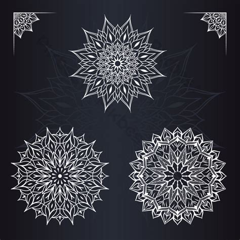White Color Mandala Group Illustration Ai Free Download Pikbest