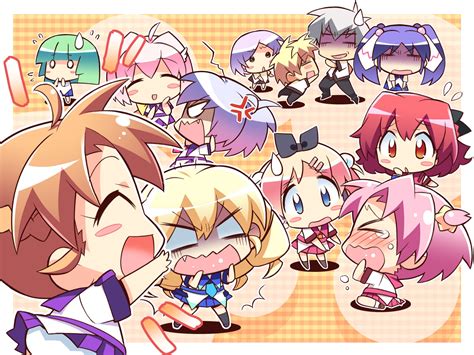 77 Amaneruru Blueeyes Bluehair Brownhair Chibi Gamecg Greenhair