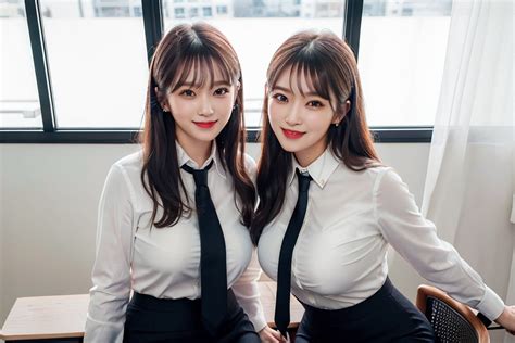 Ai로 교복입은 일란성 쌍둥이 사진 찍어주기