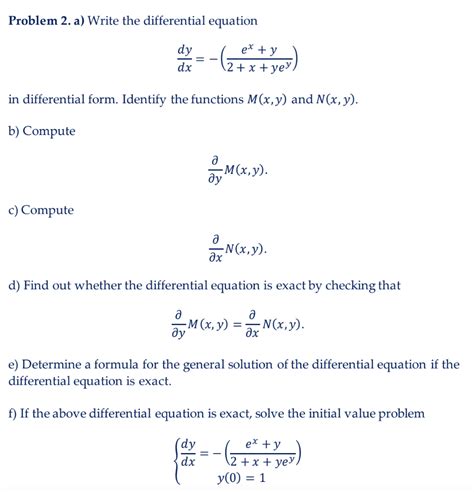Solved Problem 2 A Write The Differential Equation Chegg Com