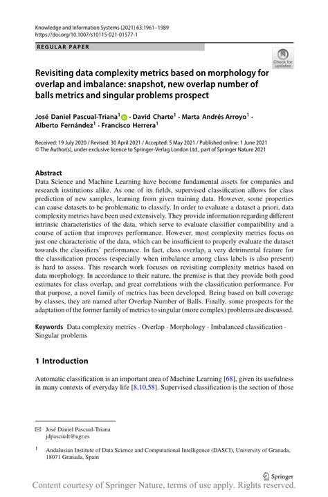 Revisiting Data Complexity Metrics Based On Morphology For Overlap And