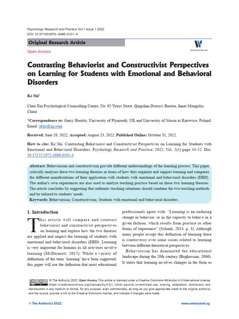 Contrasting Behaviorist And Constructivist Perspec Pdf Constructivism Philosophy Of