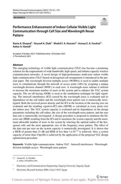 Pdf Performance Enhancement Of Indoor Cellular Visible Light Communication Through Cell Size