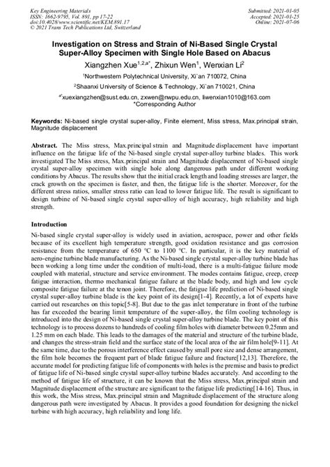Investigation On Stress And Strain Of Ni Based Single Crystal Super