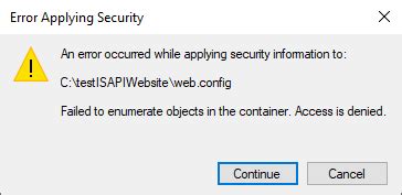 Setting Directory Permissions For User Group Iis Iusrs Software Verify