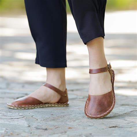 Barefoot Leather Sandals For Women Wide Toe Box Minimalist Tan Sandals