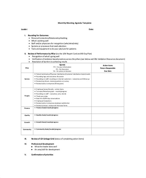 9 Management Meeting Agenda Templates Free Sample Example Format