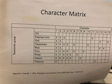 Character Matrix Character 1 2 3 4 5 6 7 8 9 10 11 12 Chegg Com