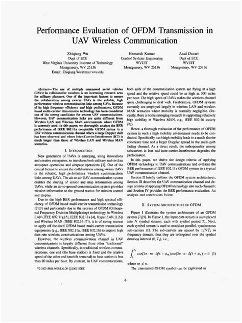 Pdf Performance Evaluation Of Ofdm Transmission In Uav Wireless