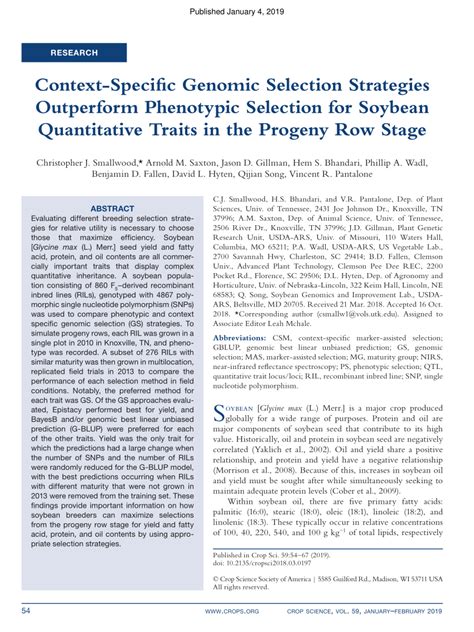 Pdf Context Specific Genomic Selection Strategies Outperform Phenotypic Selection For Soybean