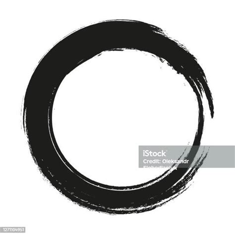 벡터 브러시는 흰색 배경에 페인트원을 스트로크합니다 잉크 손으로 그린 페인트 브러시 원 로고 라벨 디자인 요소 벡터 일러스트레이션 검은 추상 원 프레임 0명에 대한 스톡