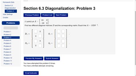 Solved Homework Sets Section 63 Diagonalization Problem 3