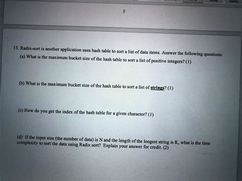 13 Radix Sort Is Another Application That Uses A Hash Table To Sort A List Of Data Items