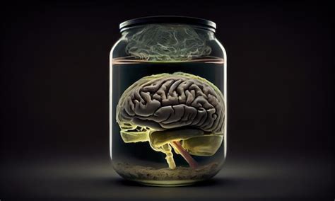 Premium Photo Human Brain Inside A Preservation Jar Generative Ai