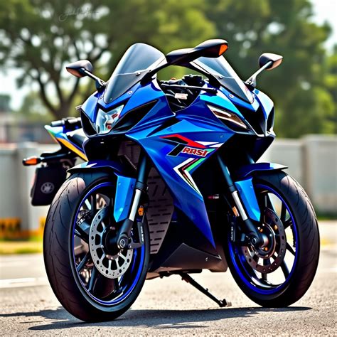 Striking Blue Motorcycle Displaying Sleek Design And Powerful