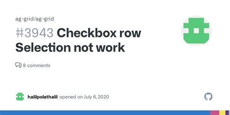 Checkbox Row Selection Not Work Issue Ag Grid Ag Grid Github