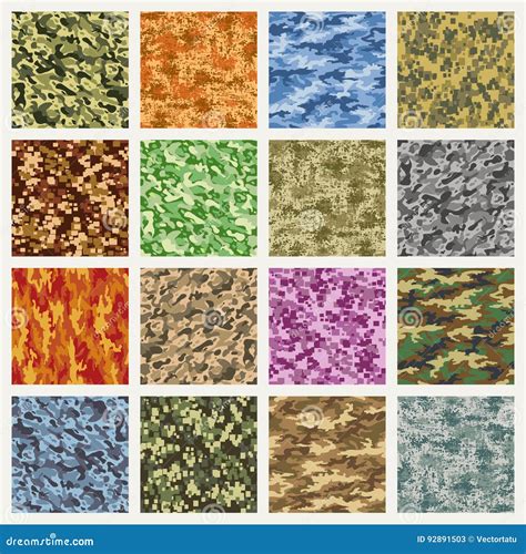 Military And Marine Uniform Camouflage Patterns Cartoon Vector 92891503