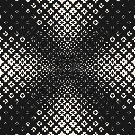 Vector Halftone Texture Monochrome Seamless Pattern With Floral Stock Vector Illustration Of