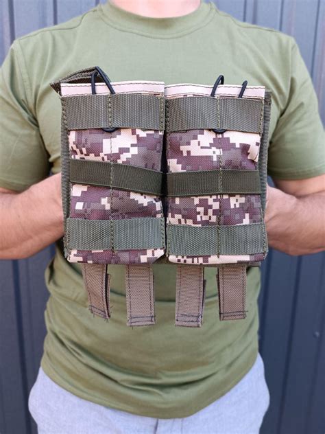 ᐉ Подсумок двойной открытый под магазины АК с системой MOLLE Пиксель