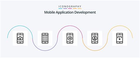 Mobile Application Development Line 5 Icon Pack Including Application