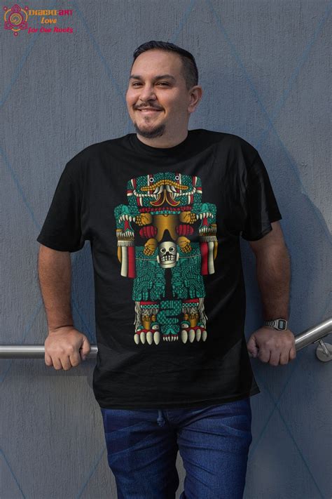 Coatlicue Aztec God Print Mexican T Shirt For Men Ethnic Clothing T