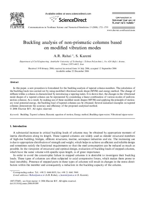 Pdf Buckling Analysis Of Non Prismatic Columns Based On Modified