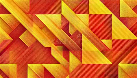 Three Dimensional Abstract Red And Orange Geometric Maze Pattern Design Stock Illustration