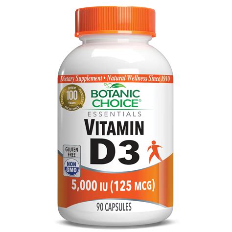 Buy Vitamin D3 5000 IU - 90 Capsules - Botanic Choice