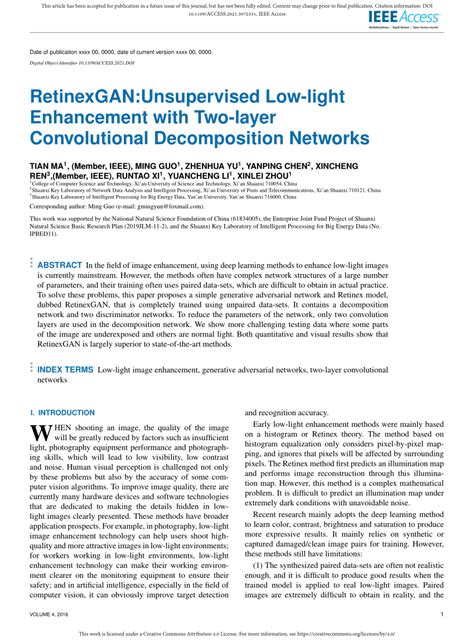 Pdf Retinexganunsupervised Low Light Enhancement With Two Layer Convolutional Decomposition