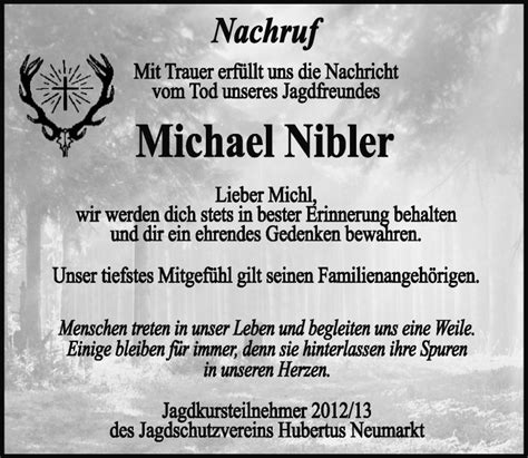 Traueranzeigen Von Michael Nibler Trauer Nn De