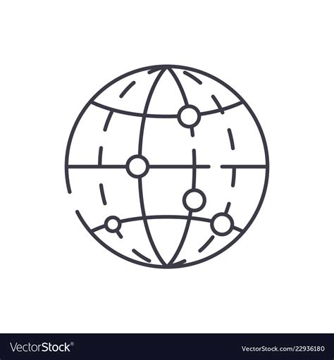 Global Data Encryption Line Icon Concept Vector Image