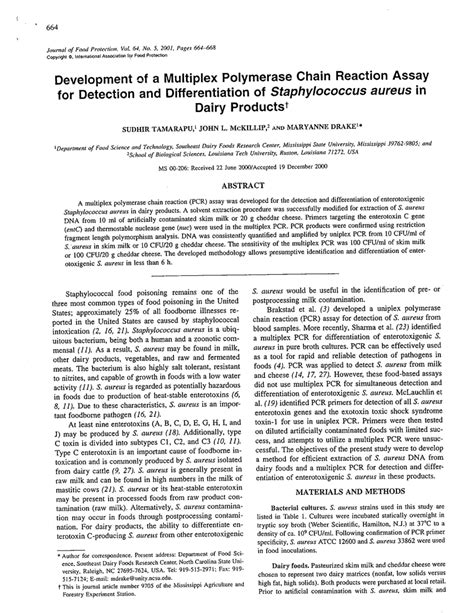 Pdf Development Of A Multiplex Polymerase Chain Reaction Assay For Detection And