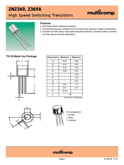High Speed Switching Transistors Features Pdf Bipolar Junction Transistor Transistor