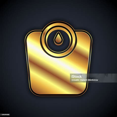 골드 욕실은 검은 색 배경에 고립 된 아이콘을 비늘 중량 측정 장비 체중 규모의 피트니스 스포츠 컨셉 벡터 가정 생활에 대한 스톡 벡터 아트 및 기타 이미지 Istock