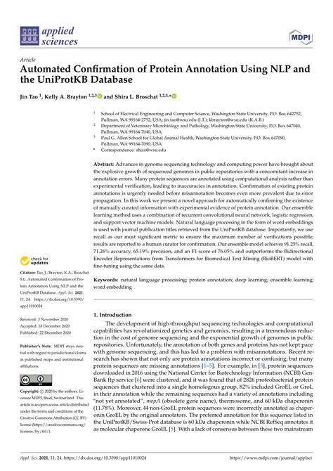 Pdf Automated Confirmation Of Protein Annotation Using Nlp And The