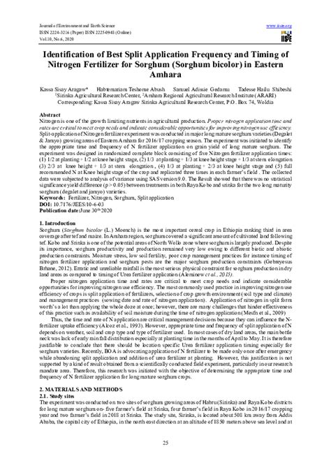 Pdf Identification Of Best Split Application Frequency And Timing Of Nitrogen Fertilizer For