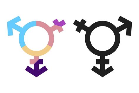 Transgender Sex Icon Set Colorful Transgender Male Sign Third Gender Icon Multi Color Lgbt