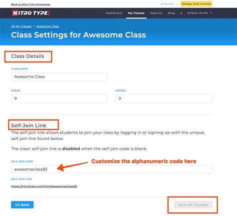 Edit Class Settings Teacher Nitro Type