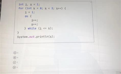 solved int i s 1 for int k 0 k