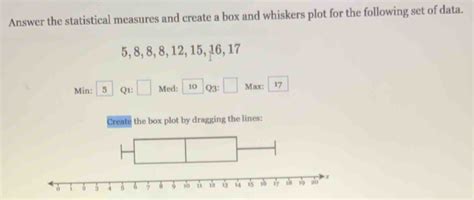 Solved Answer The Statistical Measures And Create A Box And Whiskers