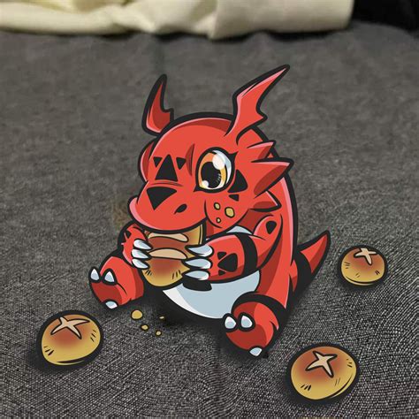 Guilmon Digimon Highres Bread Digimon Creature Food Meme Solo