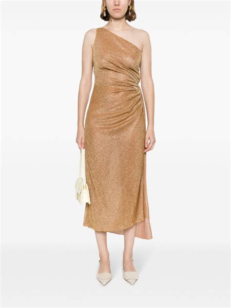 Oséree Knot Embellished Metallic Midi Dress Gold Farfetch Ao