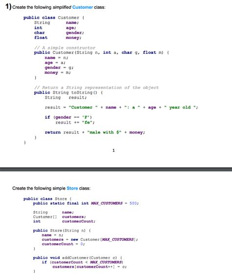 Solved 1 Create The Following Simplified Customer Class