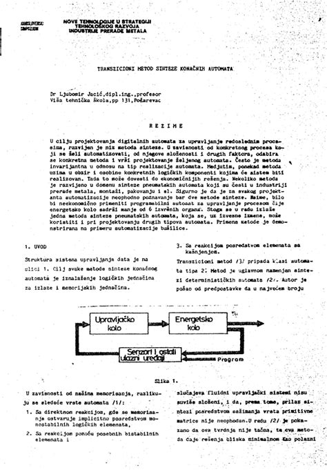 Pdf Transzicioni Metod Sinteze Konačnih Automata Finite Automata Synthesis By Transition
