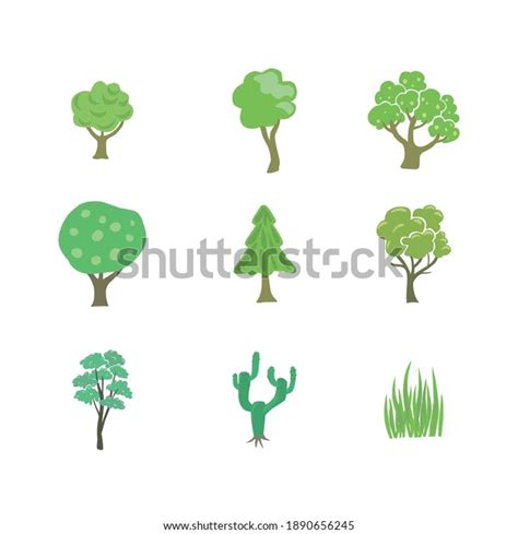 Flat Vector Trees Set Tree Icons Stock Vector Royalty Free Shutterstock