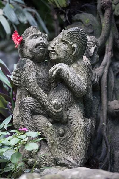 Traditional Wooden Sculpture In The Temple In Ubud Bali Indonesia Stock Photo By